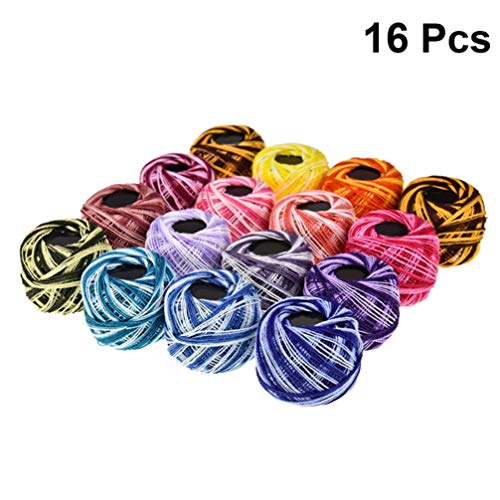 Beavorty Bracelet Making Kit 16 Roll Embroidery Thread Floss Set Rainbow Color Cross Threads Sewing Thread Wool Cotton Line Sewing Craft Art Supplies (Mixed Color) Bracelet Making Kit Beads