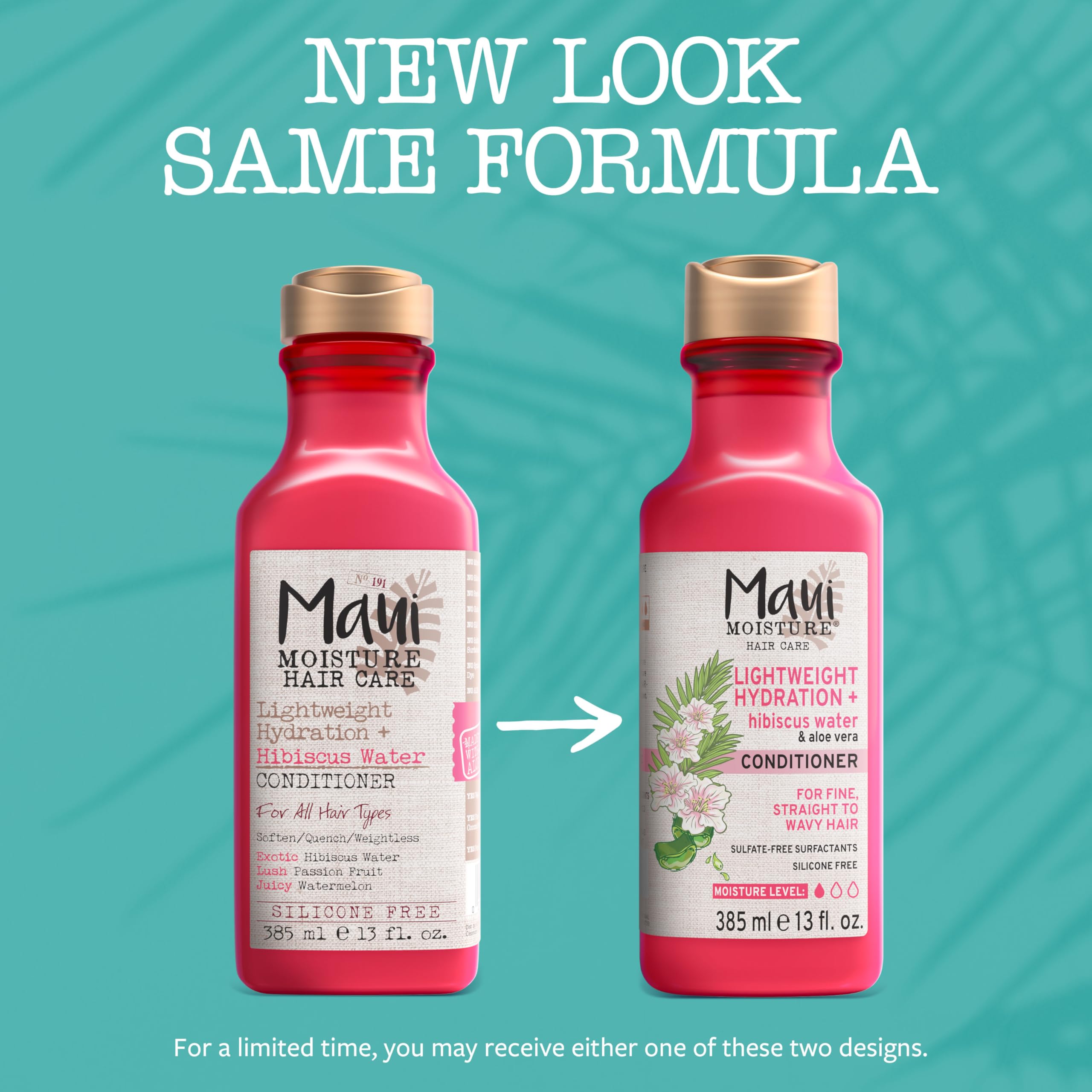 Maui Moisture Lightweight Hydration + Hibiscus Water Conditioner for Daily Moisture, No Sulfates, 13 fl oz