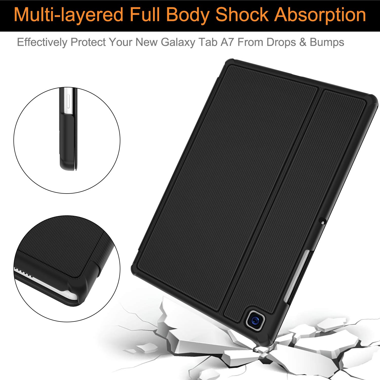 Soke Galaxy Tab A7 10.4 Case 2020, Premium Shock Proof Stand Folio Case,Multi- Viewing Angles, Hard PC Back Cover for Samsung Galaxy Tab A7 10.4 inch Tablet [SM-T500/T505/T507],Black