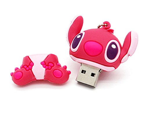 Novelty Stitch Pink Shape Design 16GB USB 2.0 Flash Drive Cute Memory Stick Stitch Thumb Drive Data Storage Pendrive Cartoon Jump Drive Gift (Stitch pink-16GB)