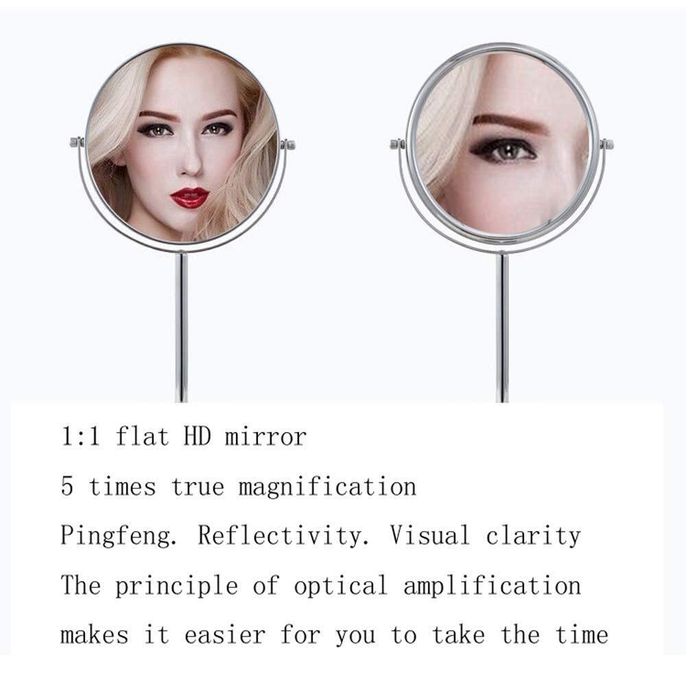 KXA Makeup Mirror Vanity Mirrors for Makeup and Shaving Silver Double Sided Zoom 1x and 5X Magnification 360˚ Rotating for Home and Travel Dressing Mirror Lighted Makeup Mirror