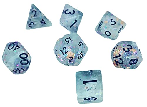 TRHOH RPG and D&D Resin Dice Set for Cold Damage - Chiseled from Fairy Death Ice