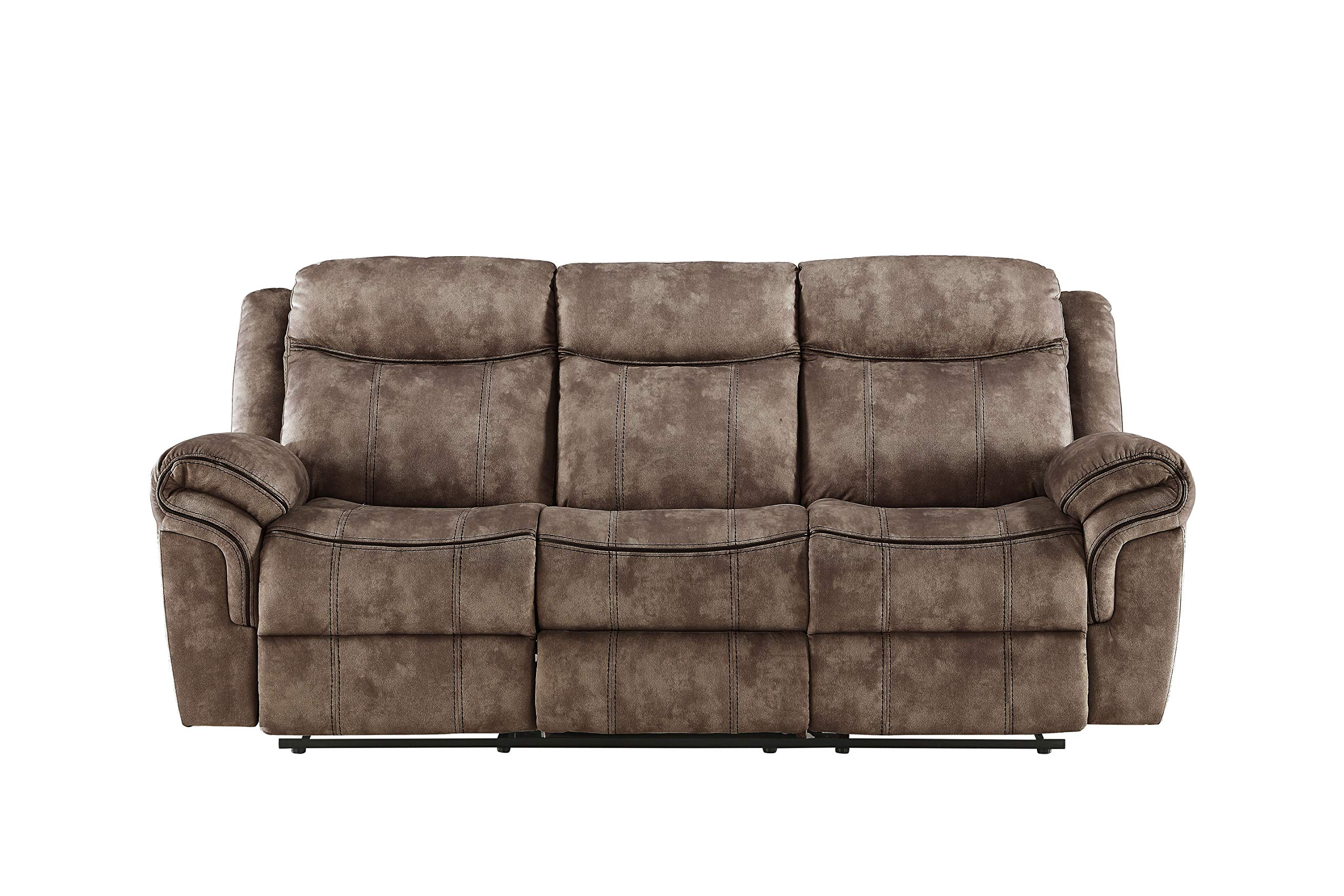 Acme Zubaida Velvet Motion Reclining Sofa (2-Tone Chocolate) and Horizontal Tufted Glider Recliner (2-Tone Chocolate) Bundle