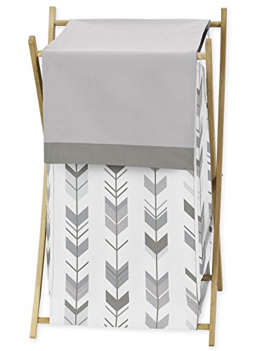 Grey and White Baby Kid Clothes Laundry Hamper for Woodland Arrow Collection by Sweet Jojo Designs