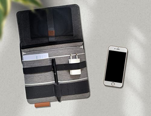 Beblau FOLD Portable Tech Organizer attachable to your Devices | Desktop Organizer Office, Home & School | Working from Home Solution | Laptop accessories Backpack Insert FATHERS GIFT| DARK