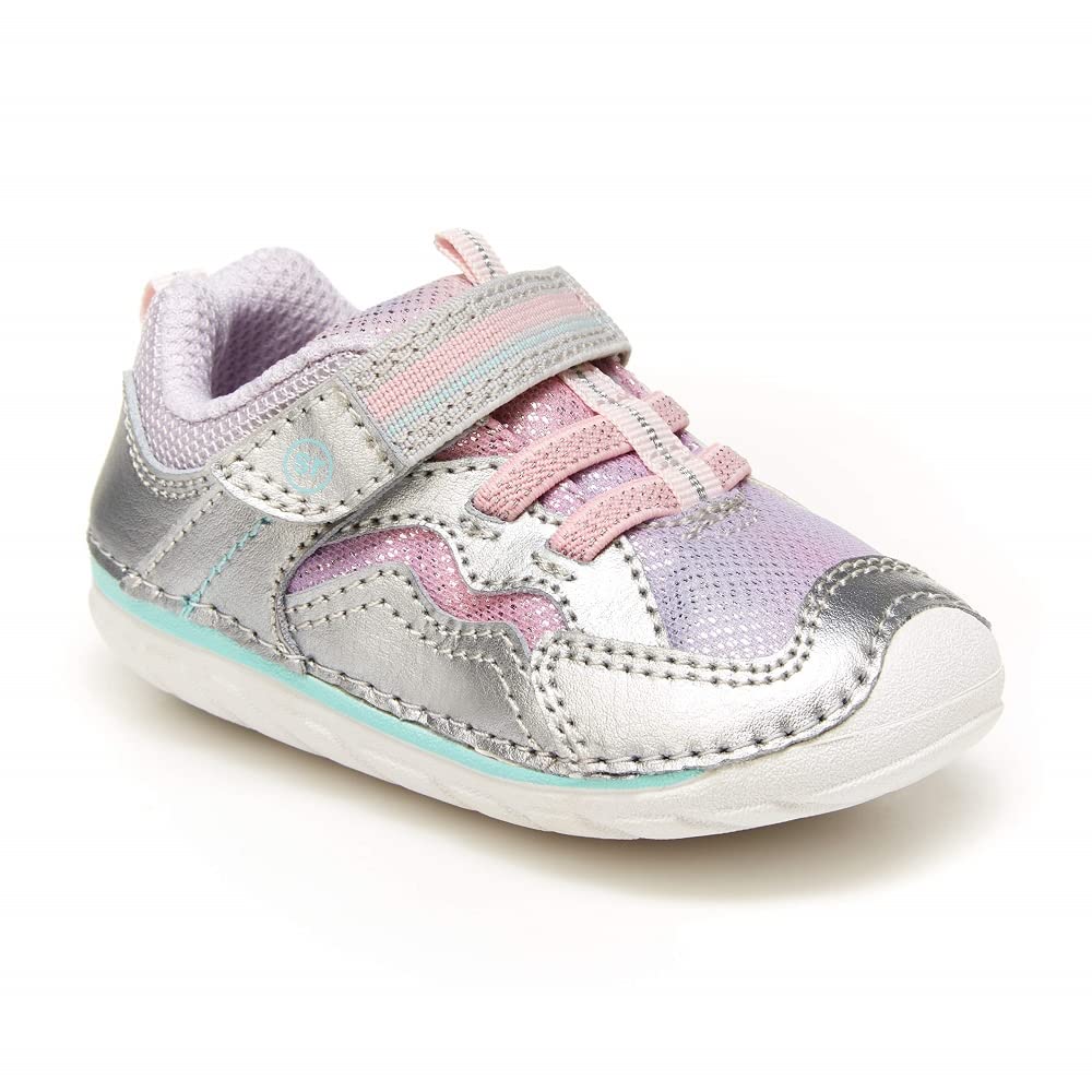 Stride Rite baby girls Soft Motion Kylo Sneaker, Silver/Multi, 3 Wide Infant US