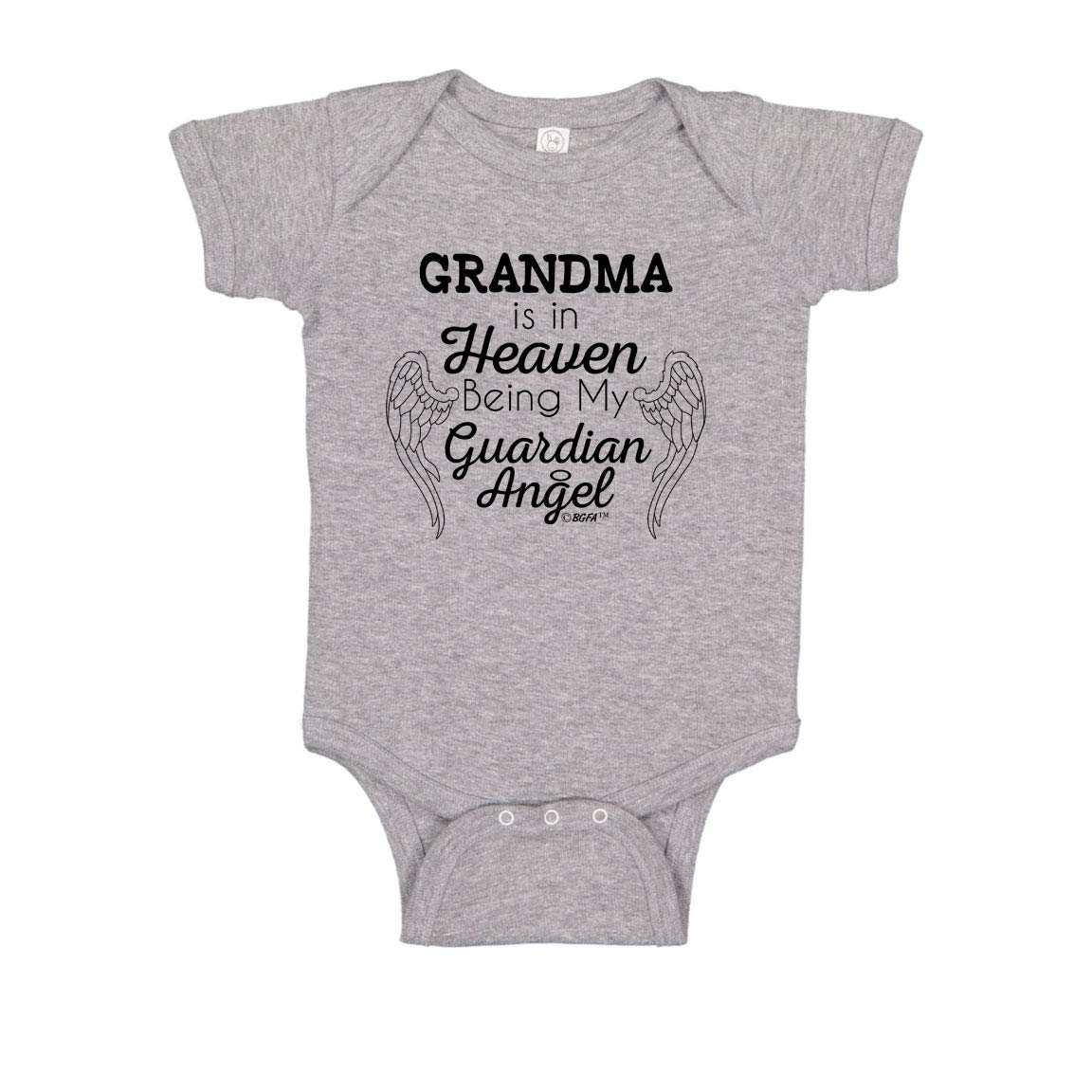 My Grandma in Heaven My Guardian Angel Heather Bodysuit & Heather/Black Bib Set Newborn