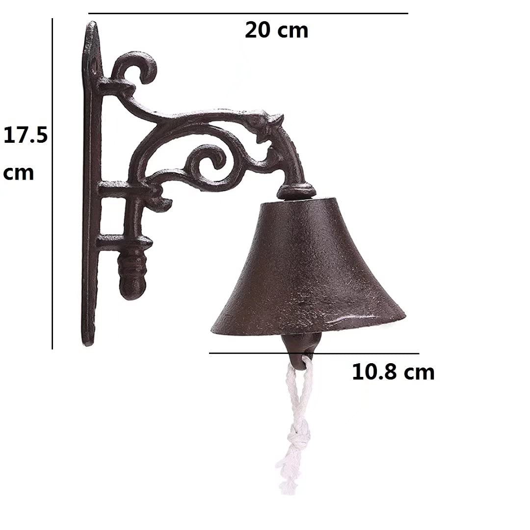 Cast Iron Wall Door Bell, Wall Mounted Welcome Door Bell Home Garden Decor, Retro, Rustic, Vine