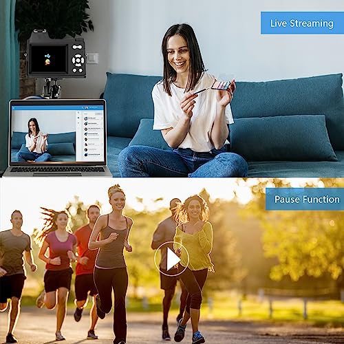 4K Digital Camera for Photography and Video - lovpo 4K 48MP Vlogging Camera for YouTube with SD Card, Manualfocus, 18X Digital Zoom Travel Portable Video Camera with Neck Strap, Anti-Shak, Mode Dia