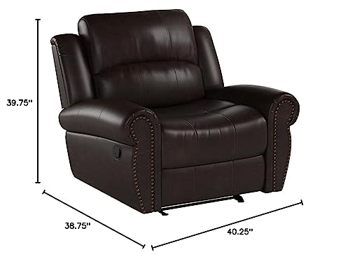 Christopher Knight Home Gavin Bonded Leather Gliding Recliner, Brown, 38.75D x 40.25W x 39.75H in