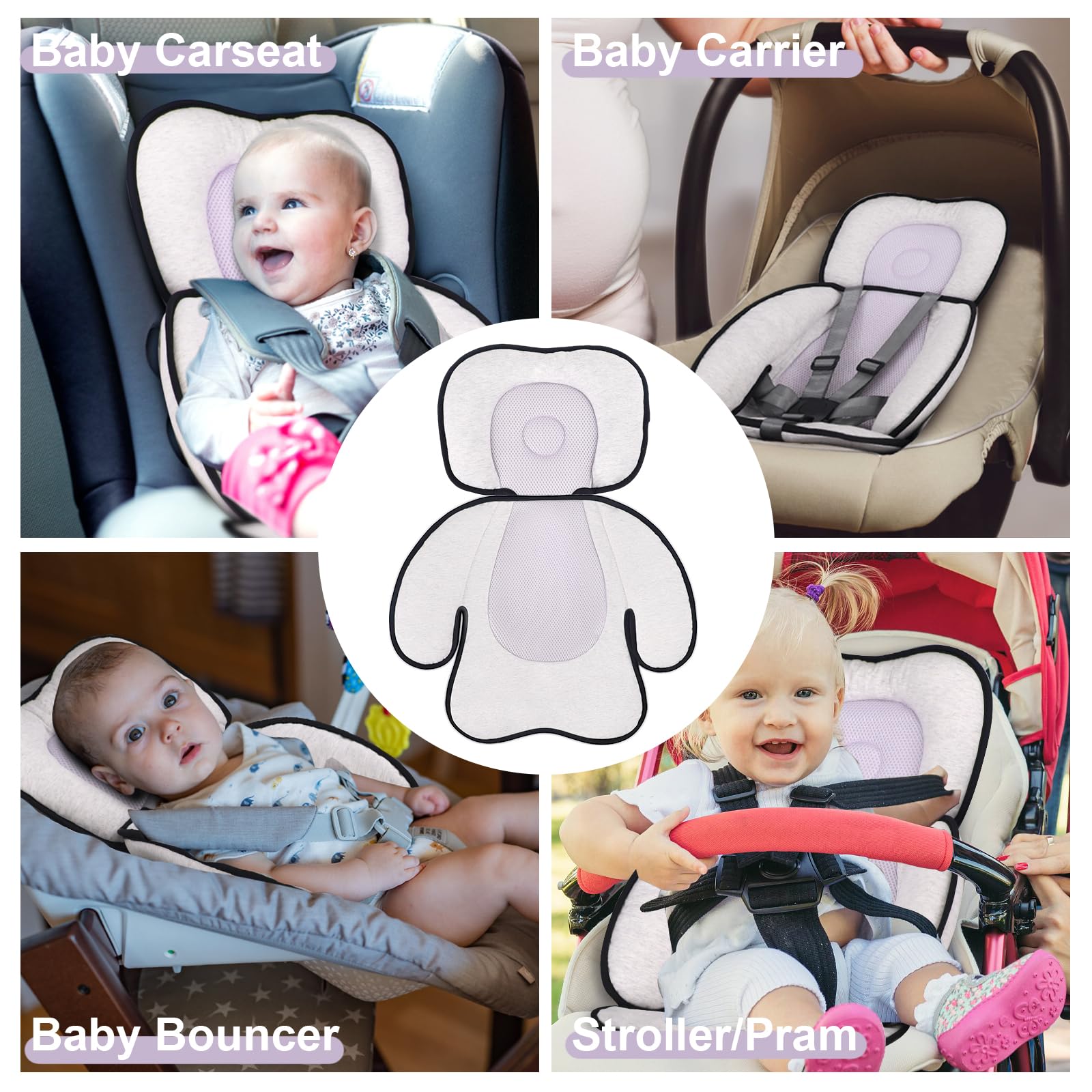vocheer Toddler Stroller Cushion, Infant Car Seat Cushion Stroller Support Pillow for Newborn 0-12 Months