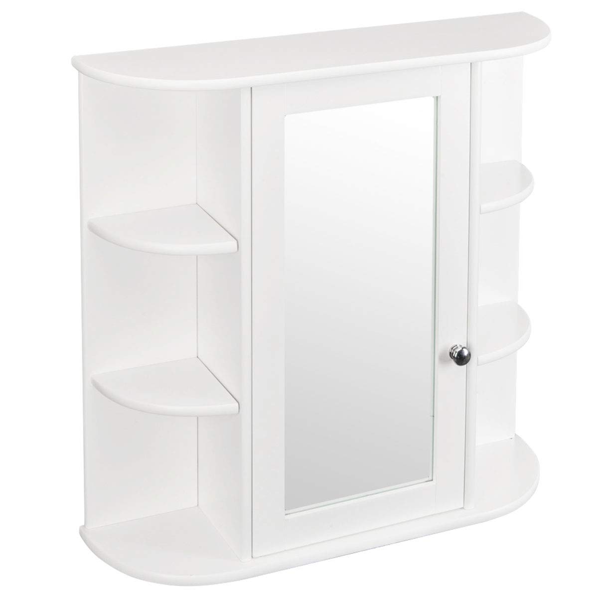 Bathroom Wall Mounted Cabinet Indoor Kitchen Medicine Cabinet Shelves Organizer with Single Door Mirror Height Adjustable Bathroom Cabinet for Bathroom, Vestibule, Bedroom