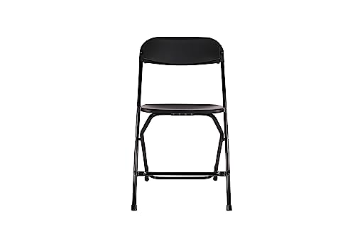 BTEXPERT Plastic Folding Steel Frame Commercial High Capacity Event Chair Lightweight Set for Office Wedding Party Picnic Kitchen Dining Church School Set of 2, Black