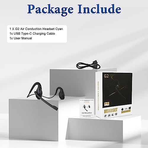 BANIGIPA Bluetooth Headset with Boom Microphone, Open Ear Headphones w/Noise Canceling Mic, Wireless Headset for Phone Laptop PC Computer, Light and Comfortable for Office Meeting Home Working-10 Hrs