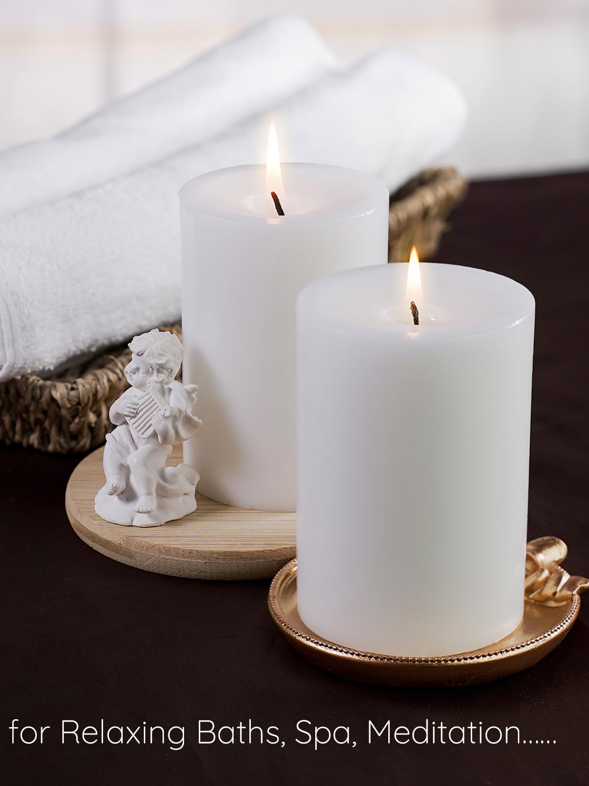 White Pillar Candles Set of 6,Unscented Pillar Candles Bulk-2.8x4in,420 Hours Long Burning Smokeless Pillar Dinner Candles,Dripless Large Round Candle for Wedding, Home Dinner, Parties, Spas