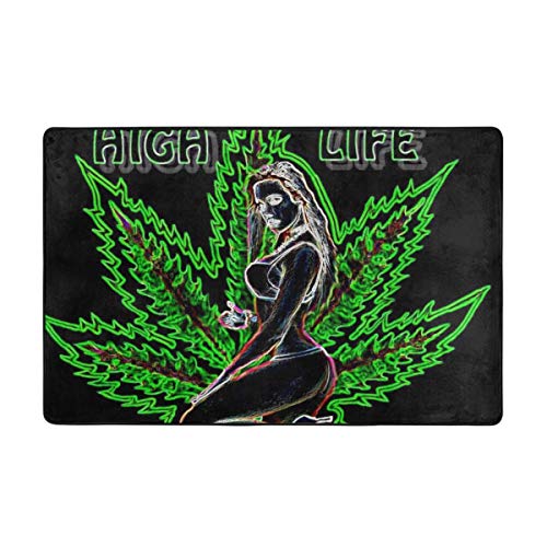 NiYoung Bedroom Livingroom Sitting-Room King Size Kitchen Rugs Home Decor - Beauty Psychedelic Marijuana Leaf Weed Black Doormat Floor Mat Fast Dry Toilet Bath Rug Exercise Mat Throw Rugs Runner