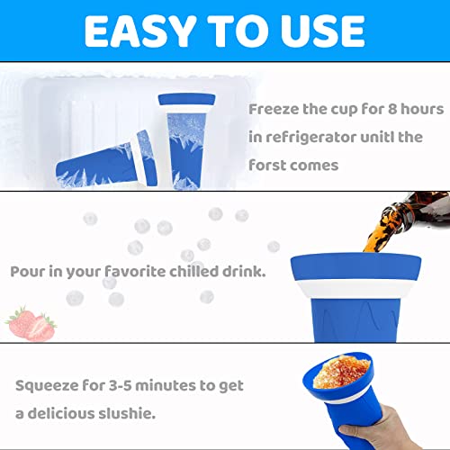 GUICAMI Slushie Maker Cup,Slush Cup,Portable and Double Silicone Layer Ice Cream Maker,Magic Quick Frozen Ice Cup for Milk Shake,Smoothies and DIY Drinks,Blue