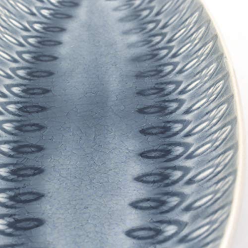 Euro Ceramica Peacock Collection Crackleglaze Serveware Trays/Platters/Dinner Appetizer Dessert Plate, 13" Oval, Grey