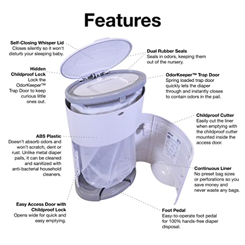 Dékor Plus Diaper Pail Gift Set – White | Comes with Over a Year's Supply Worth of Dékor Refills!
