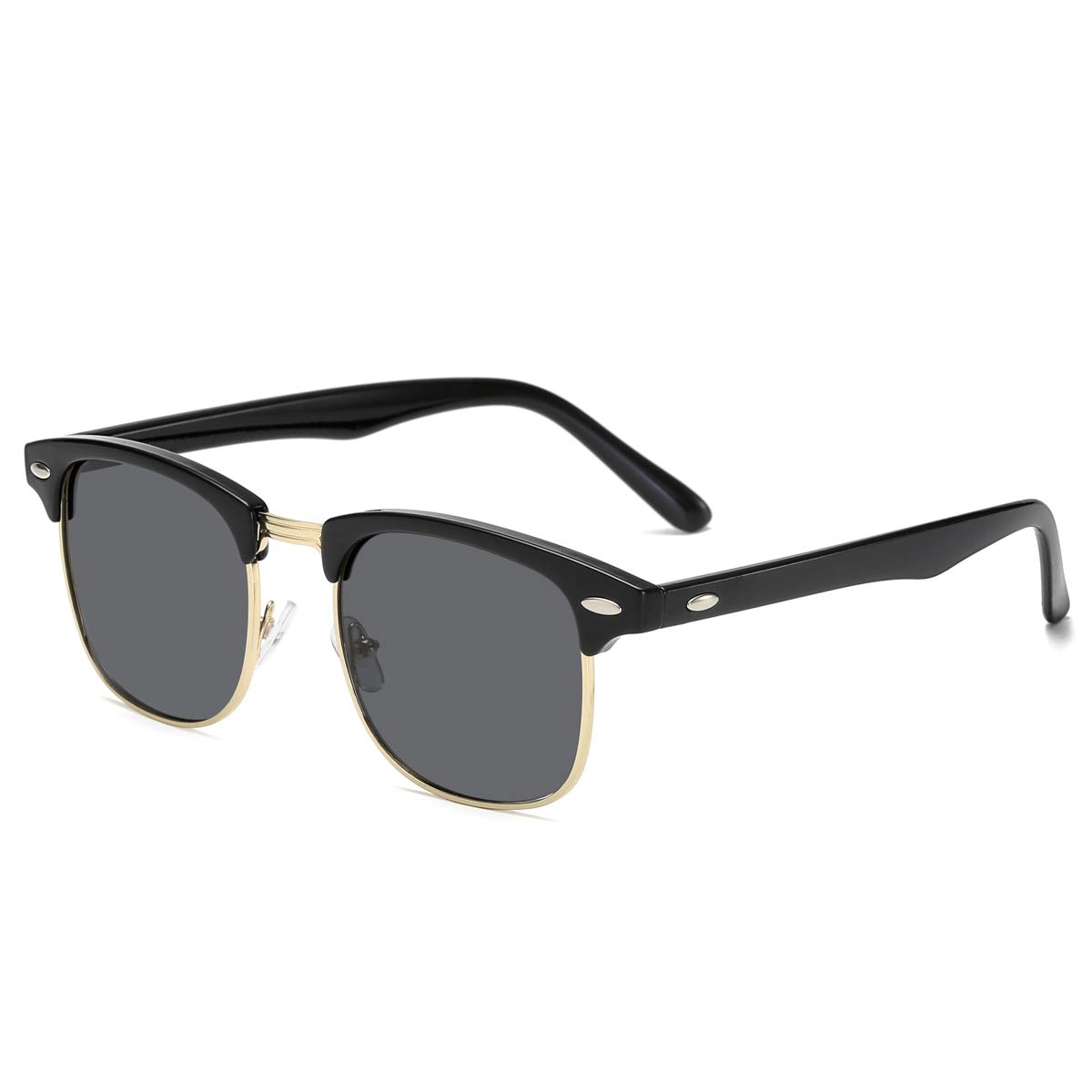 aisswzber Retro Semi Rimless Sunglasses Half Frame UV400 Glasses 3016s-blacknew
