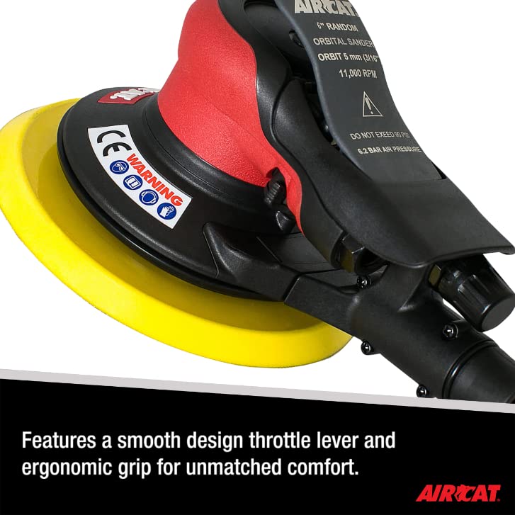 AirCAT 6700-6-336CV 6" Central Vacuum Palm Sander 3/16" Orbit