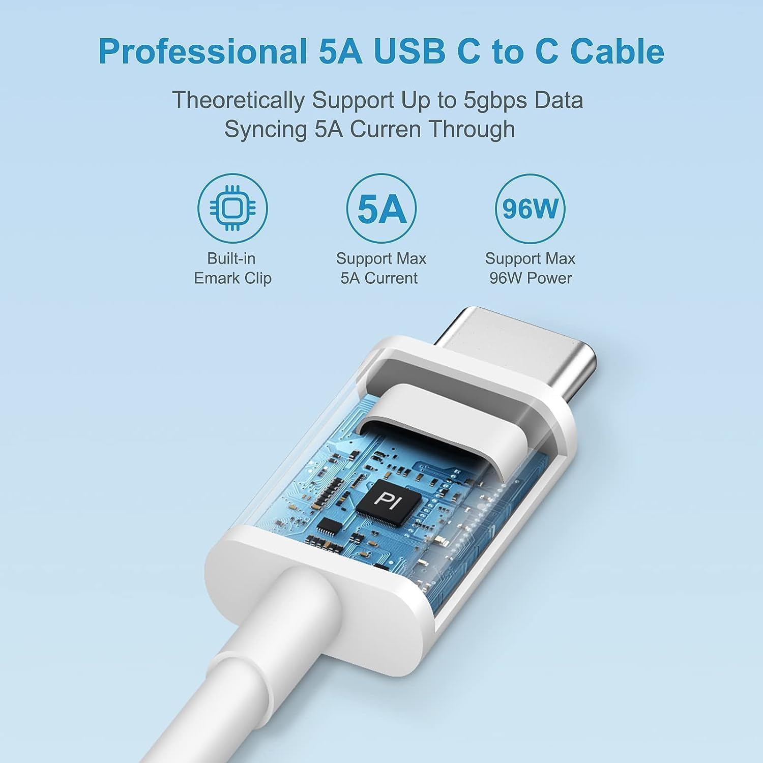 MacBook Pro Charger 96W USB C Charger for MacBook Pro 16, 15, 14, 13 inch 2024, 2023, 2022, 2021, M3 M2 M1 Mac Book Air USB C Laptop Power Adapter with LED, 5A Cable Charging