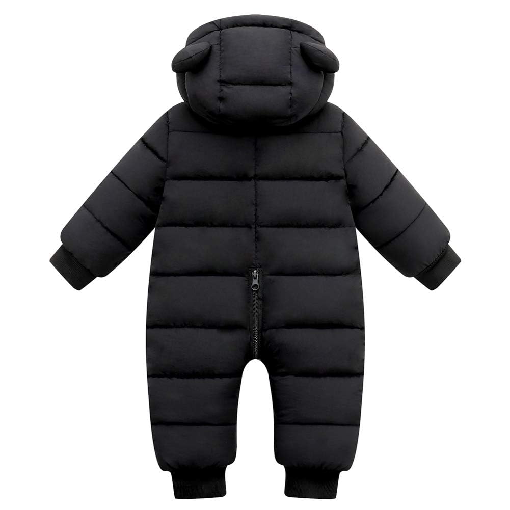 Ohrwurm Hooded Puffer Jumpsuit for Baby Boys Girls Long Sleeve Winter Romper Warm Snowsuit Coat Down Jacket 0-6 Months Black