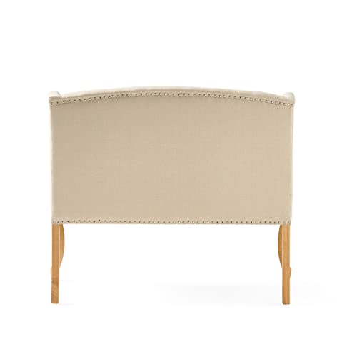 Christopher Knight Home Adrianna Wingback Button-Tufted Fabric Loveseat, Natural Plain