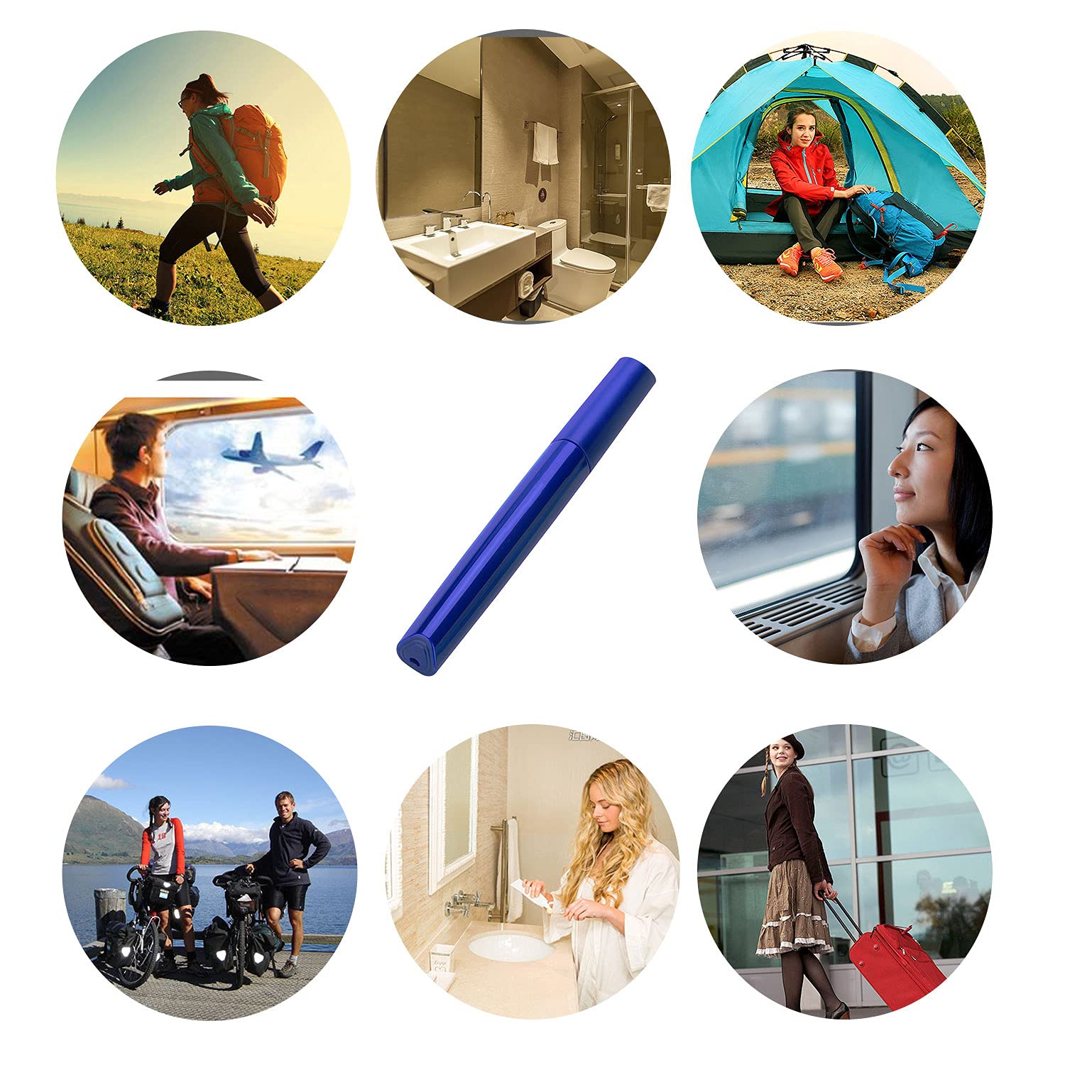 Travel Toothbrush Case, Portable Toothbrush Cover Container Storage Container, Breathable Design with Air Hole More Tube for Travel Hiking Camping and Business Trip (Deep Blue)