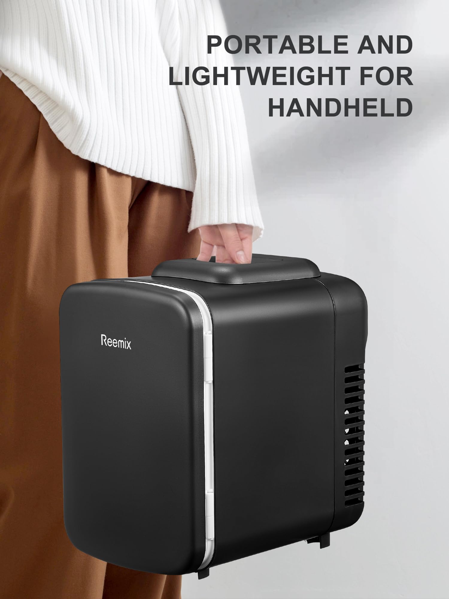 Mini Fridge, 3.7 Liter/6 Can Portable Cooler and Warmer Personal Refrigerator for Skin Care, Cosmetics, Beverage, Food,Great for Bedroom, Office, Car, Freon-Free (Black2)