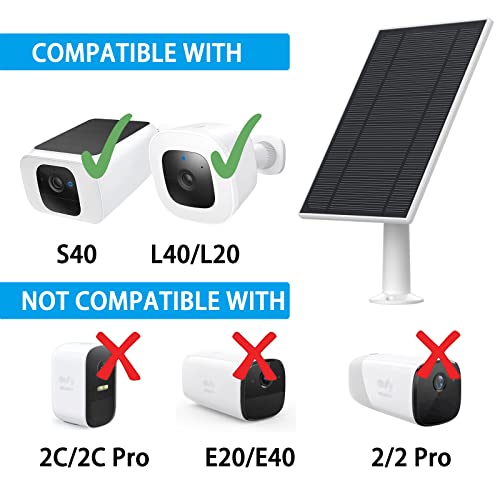6W Solar Panel Charging Compatible with Eufy Solocam L40/L20/S40/3/3C Only,with 13.1ft Waterproof Charging Cable, IP65 Weatherproof,Includes Secure Wall Mount(Type-c Connector)(White(2)