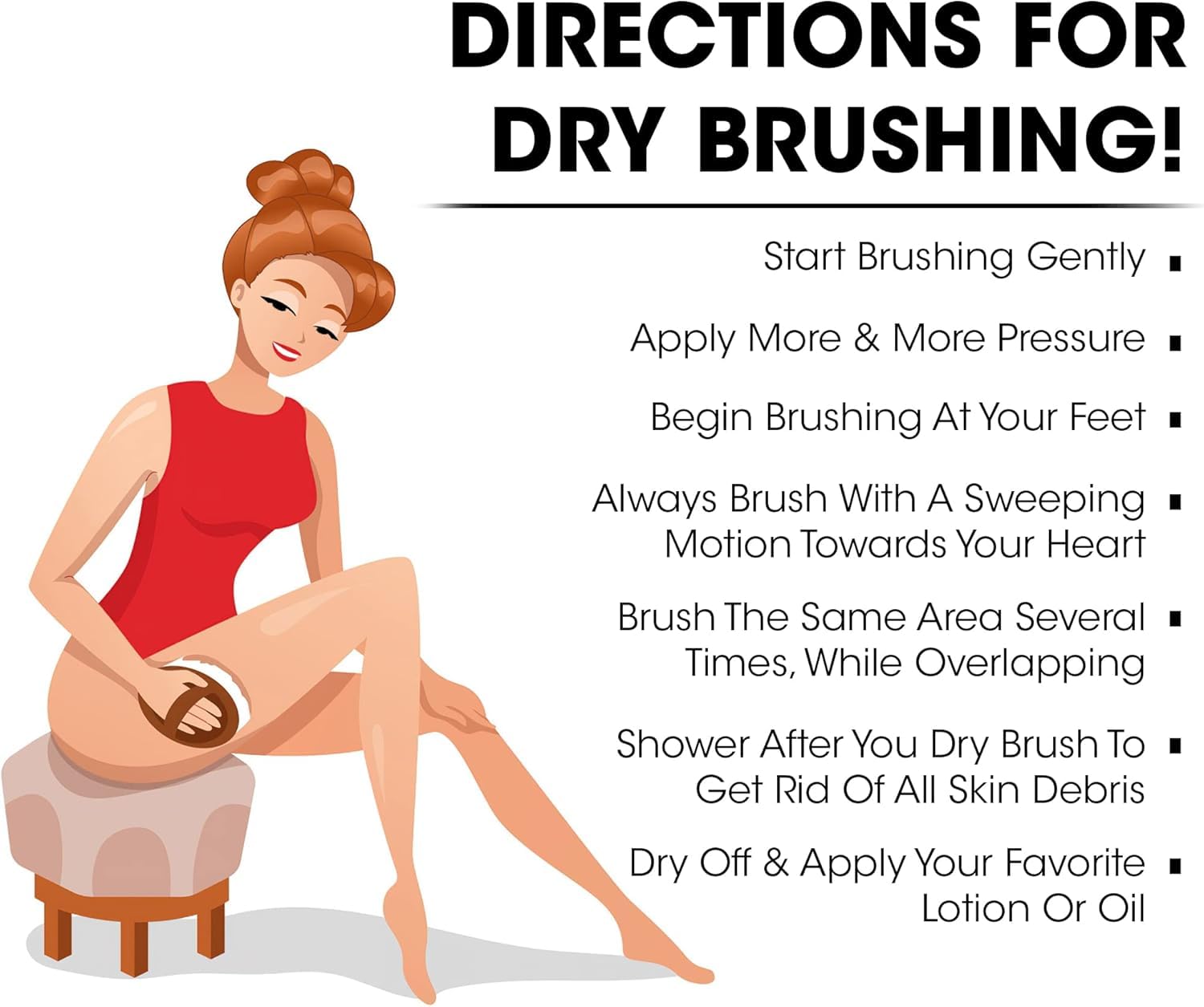 Opaz Dry Body Brush 2 Pack Natural Bristle for Dry Skin - Exfoliator Scrubber - Wet or Dry Scrub Smooth Cellulite - Stimulate Blood Flow