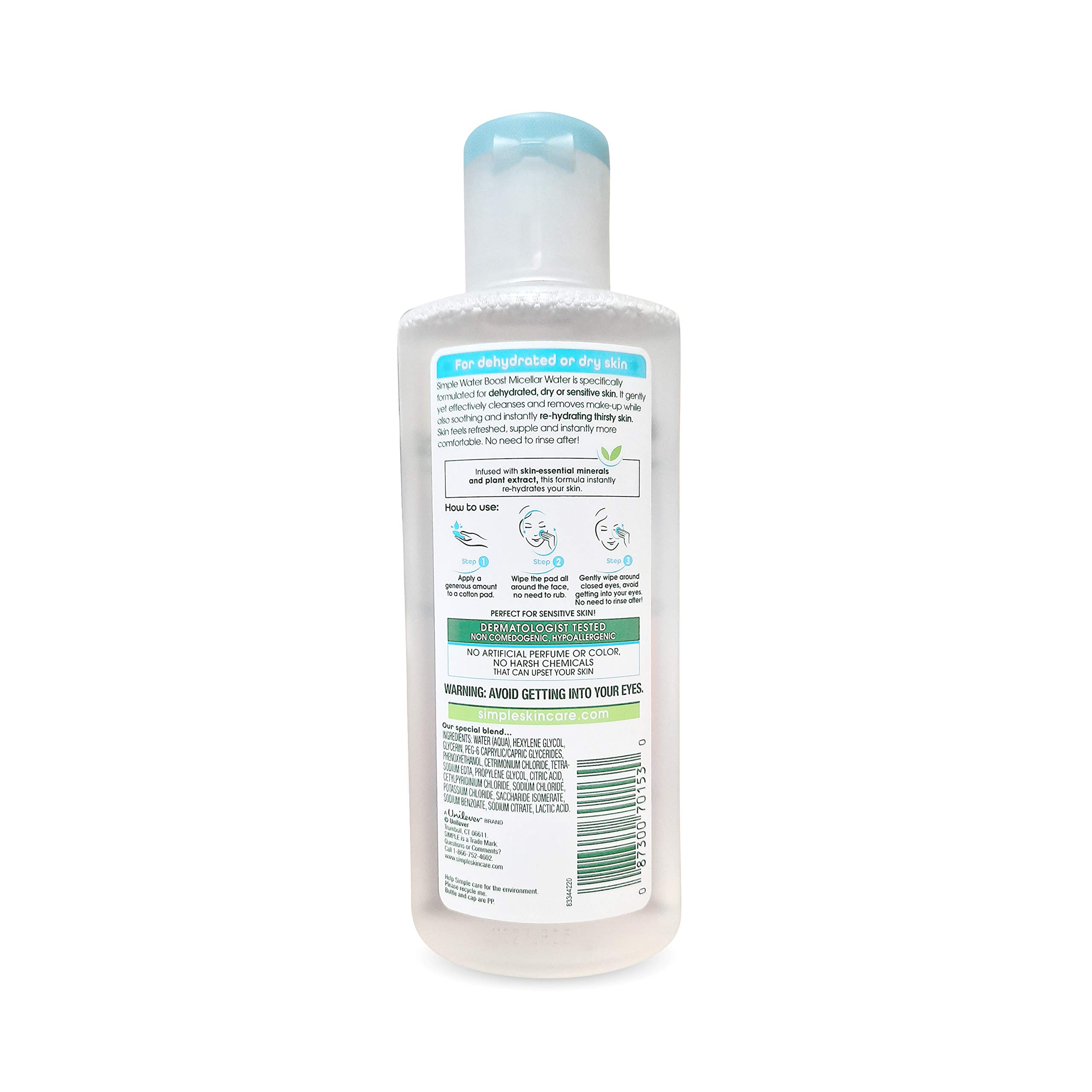 Simple Water Boost Micellar Cleansing Water for Sensitive Skin, 6.7 Fluid Ounce