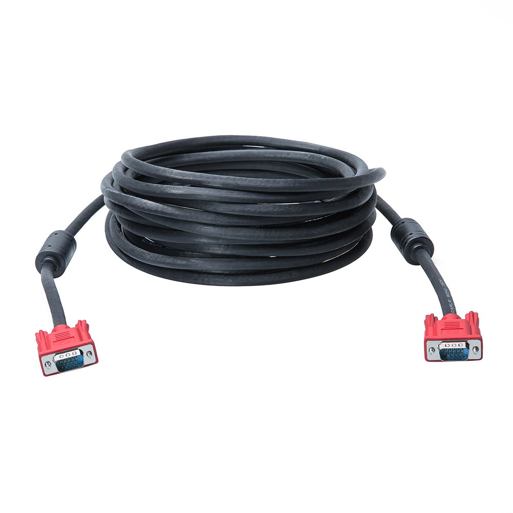 DTech 25ft VGA Cable Male to Male Connector with Dual Ferrite Cores 15 Pin SVGA Cord for Computer Monitor Laptop Projector (25 Feet, Black)