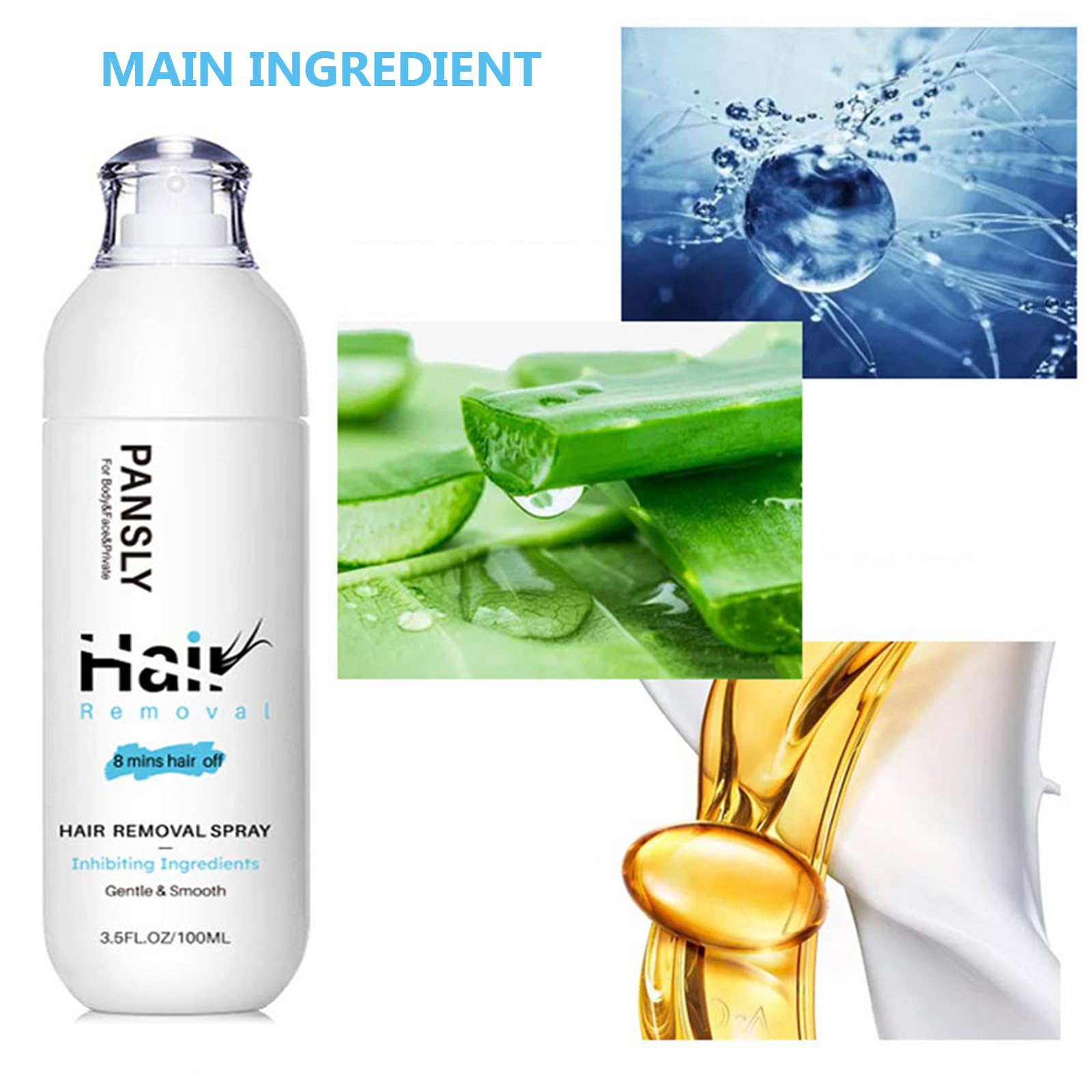 Non-Irritating Moisturizing Hair Removal Cream and Spray for Men and Women - For Legs, Hands, Arms, Underarms, and Bikini Areas (100ML)