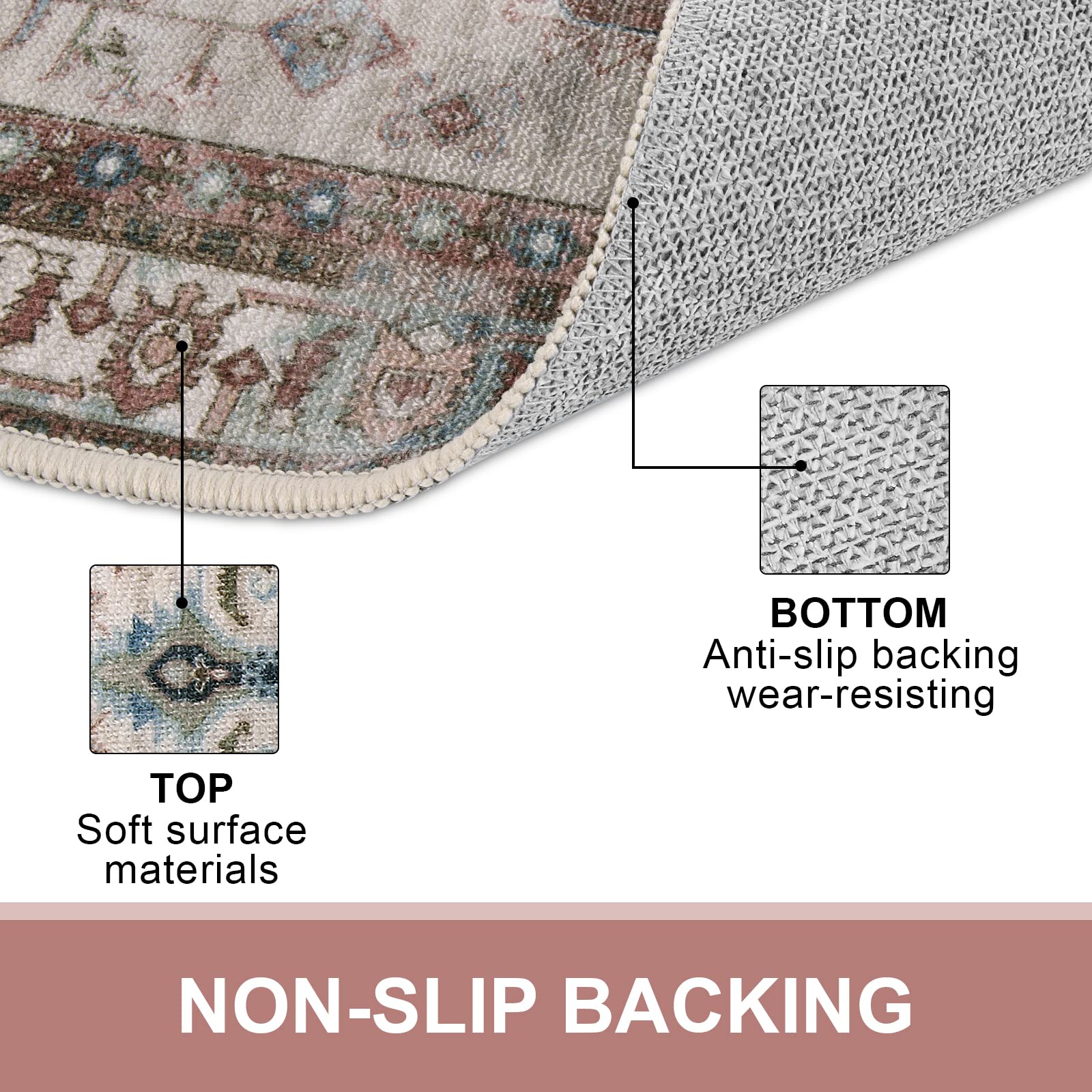 Collive Washable Indoor Doormat, Non Slip Retro Floor Mat 20" x 32" Area Rug Quick Absorbent Entrance Rug Distressed Front Door Mat, Welcome Mats Entryway Rug Doormats for Kitchen Home Patio