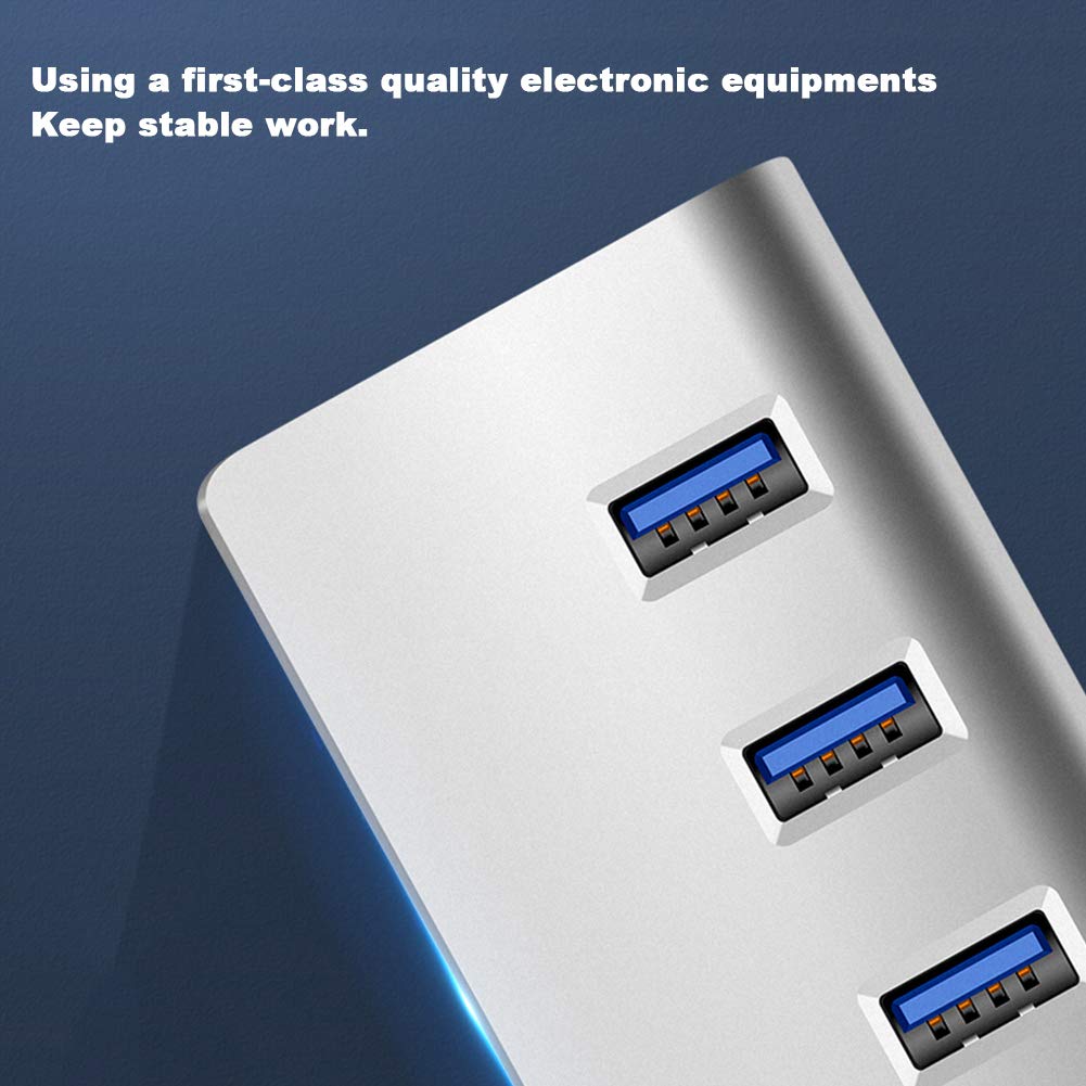 USB Hub, USB3.0 Splitter Docking Station with 7 Port for PC, Laptop, Keyboard, Mouse, Hard Disk Drive, Plug and Play