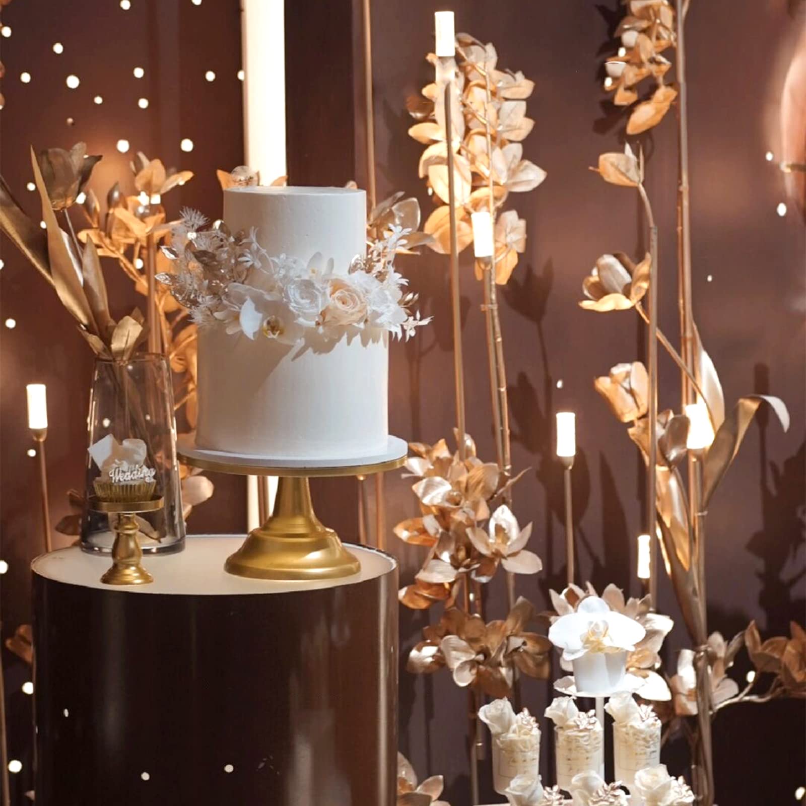 7Pcs Gold Cake Stand Set - Metal Dessert Table Display Stands - Dessert Trays - Tiered Cupcake Holder Display Plates for Tea Party Wedding Birthday Baby Shower Home Decoration (Gold)