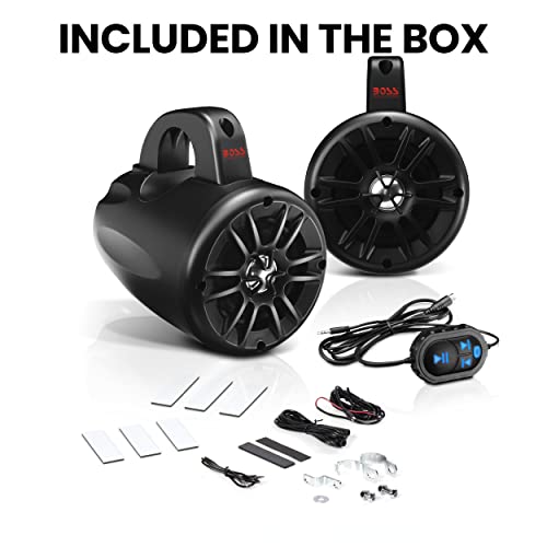 BOSS Audio Systems BM40AMPBT ATV UTV Waketower Speaker System - Bluetooth, 500 Watts of Power Per Pair, 4 Inch Woofer, Full Range, 2 Way, Marine grade, Weatherproof, Sold in Pairs