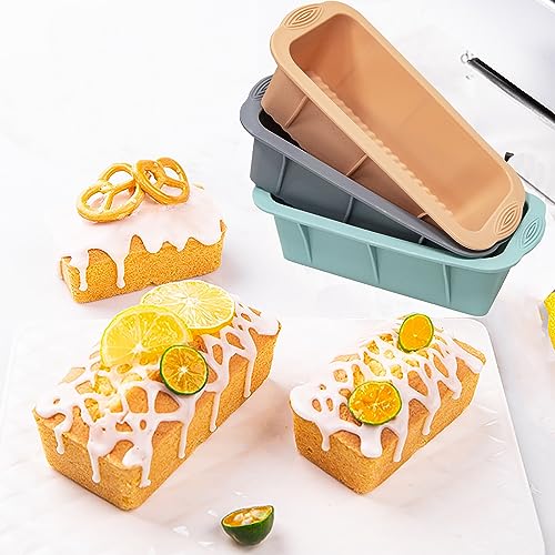 Anxbbo 3 Pack Silicone Bread Loaf Pans No-Stick Large Loaf Pan Set, Flexible Silicone Baking Molds forĀ Bread, Cake, Meatloaf, BPA Free and Dishwasher Safe (3 Pack (9.8''L x 4.7''W x 2.7''H))