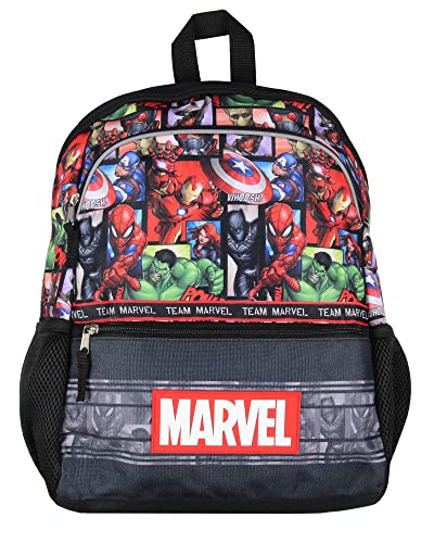 Avengers Spider-Man Iron Man Captain America Hulk 16" Book Bag School Travel Backpack With Water Bottle Pockets and Adjustable Back Straps