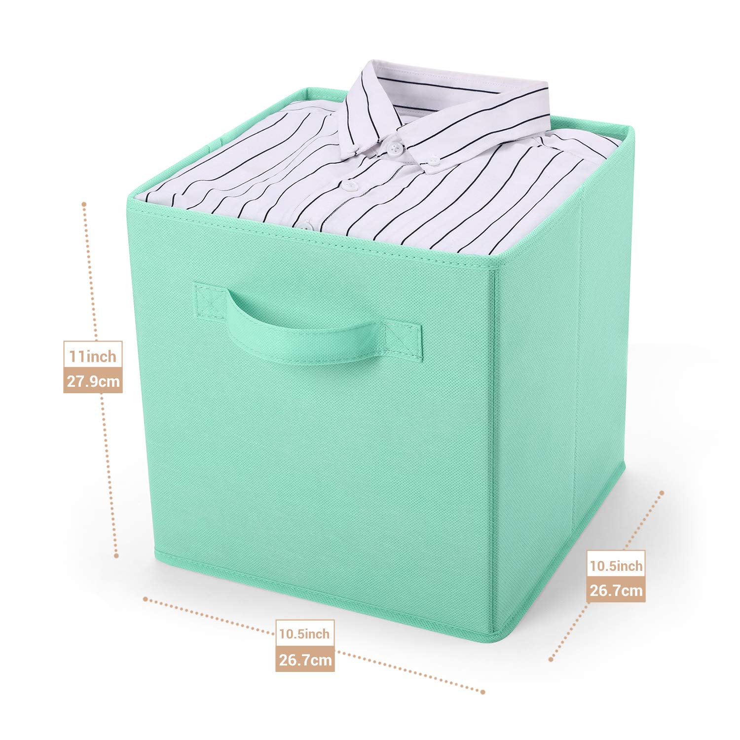 MaidMAX Cloth Storage Bin with Dual Handles for Home Closet Drawers Organizer Foldable 10.5×11 inches, Set of 6, 6 Colors