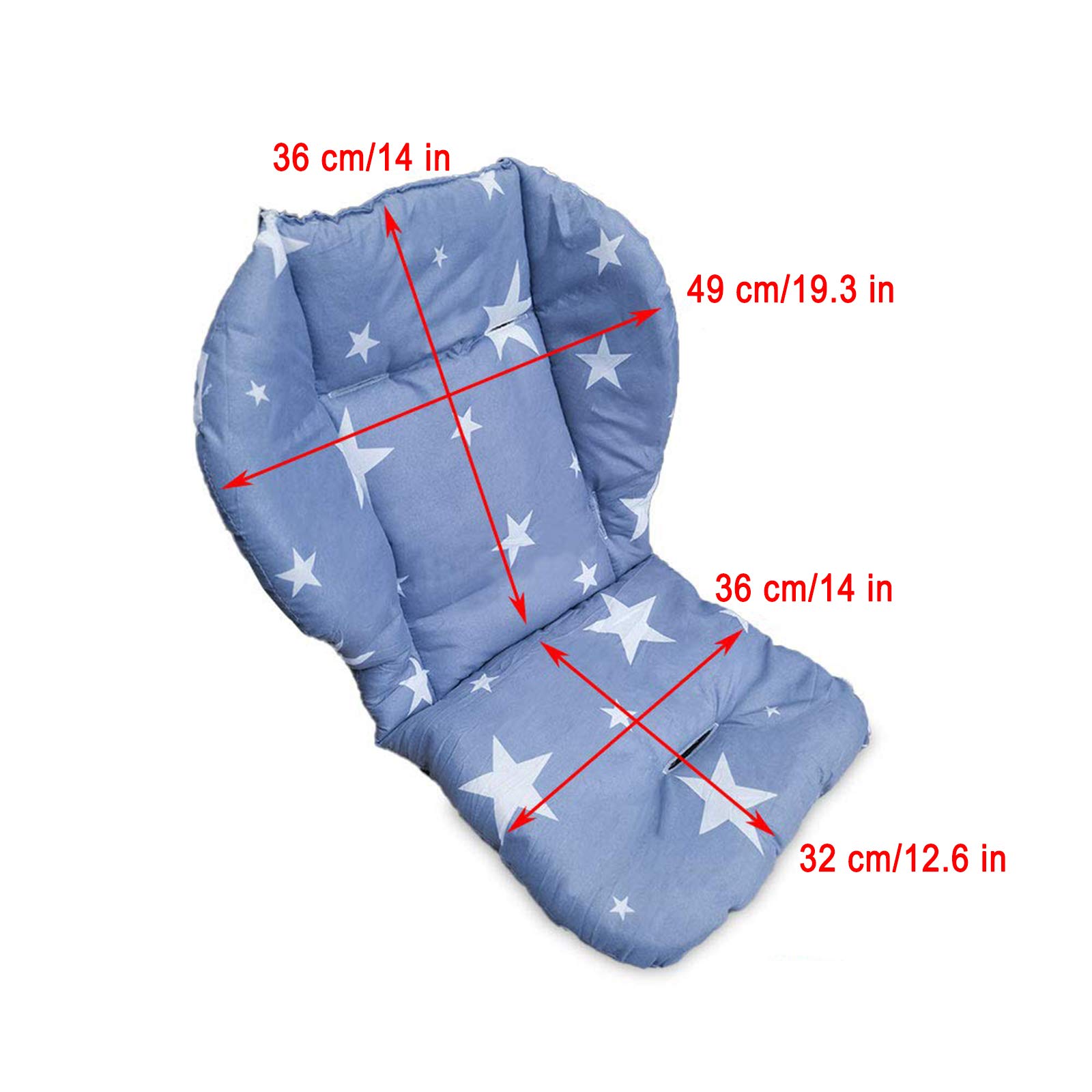 High Chair Pad, Exquisite and Beautiful Baby/highchair/seat Cushion Pad,Comfortable and Soft, Suitable for The High Chair and Stroller in The Picture(Blue Background Stars Pattern)