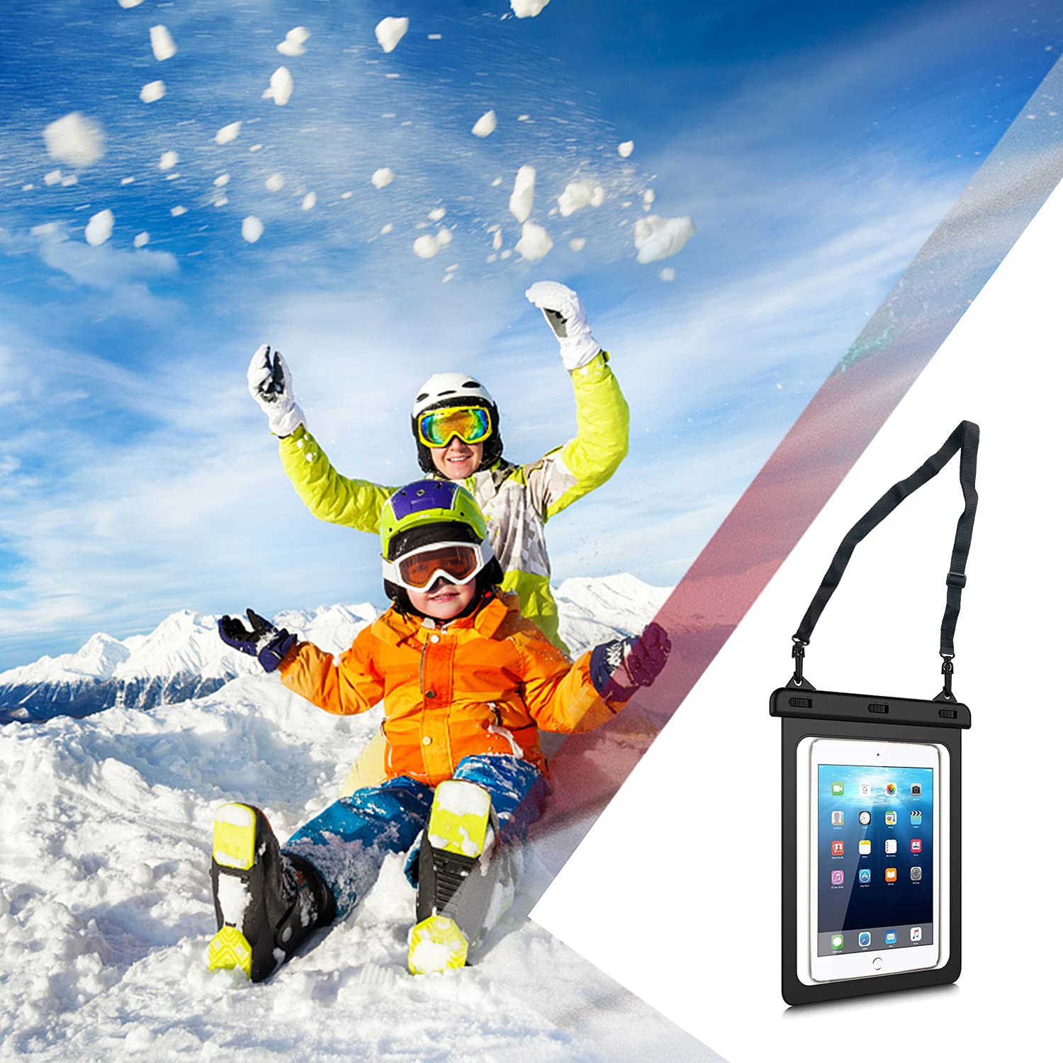 VHOPMORE 10.5 inch Waterproof Tablet Case, Tablet Dry Bag for iPad Pro 10.5, iPad 2020 10.2, New iPad 9.7, iPad Air 3, Air 2, Galaxy Tab A 9.7 / S6 / S7, Kindle Fire HDX/Fire HD 10, up to 10.5 Inch