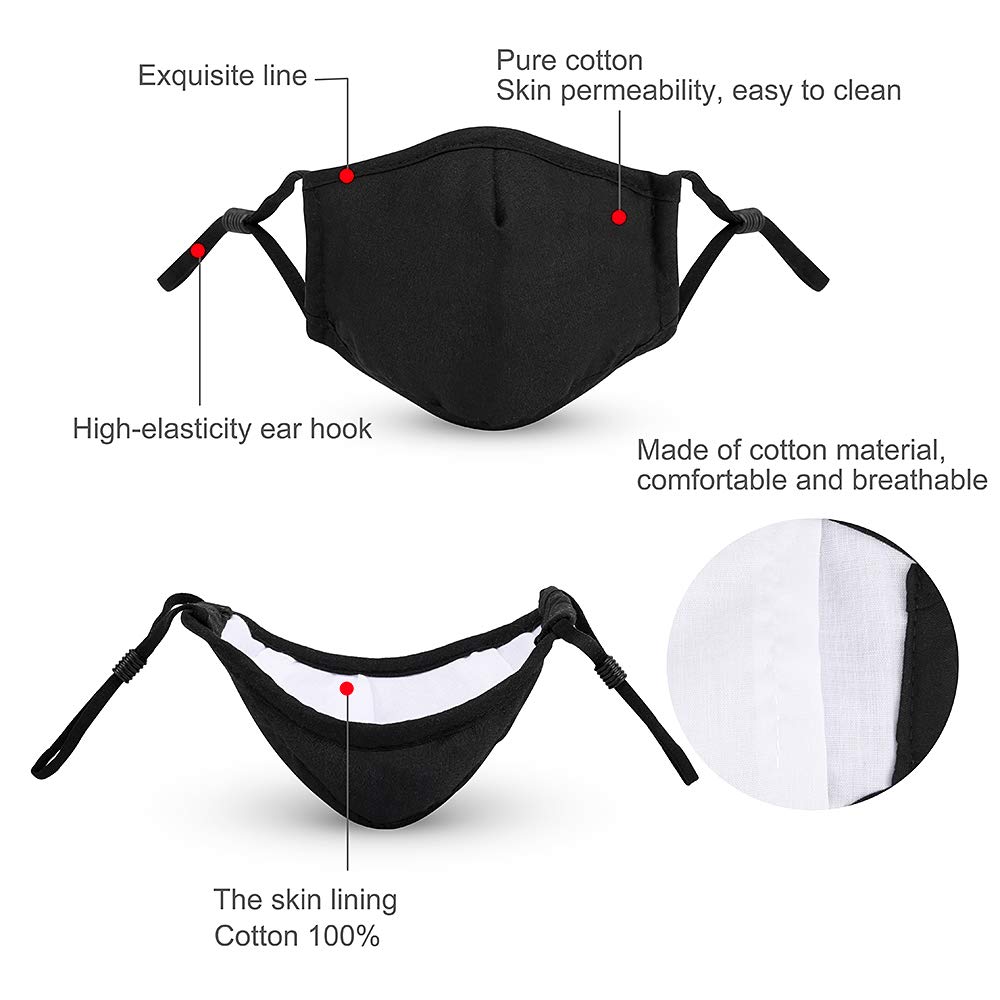 5 Pack Kids Reusable, Washable Facial Cotton Covering for Children- Includes 10Pcs Filters