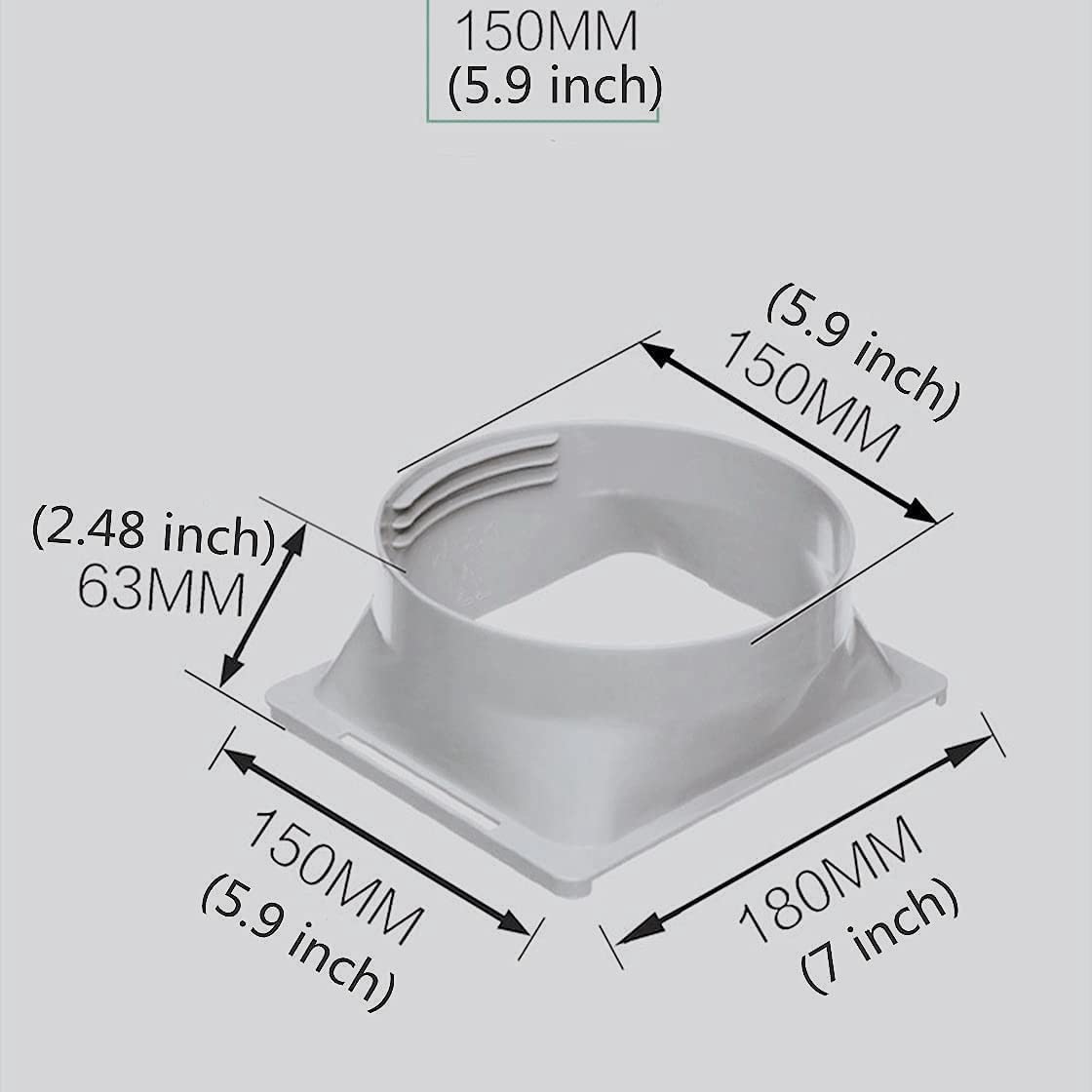 5.9 inch / 6 inch Portable Air Conditioner Exhaust Hose Coupler,Coupling,Window Adapter,A/C Unit Tube Connector Mobile Air Conditioning Accessories(Square to Round)