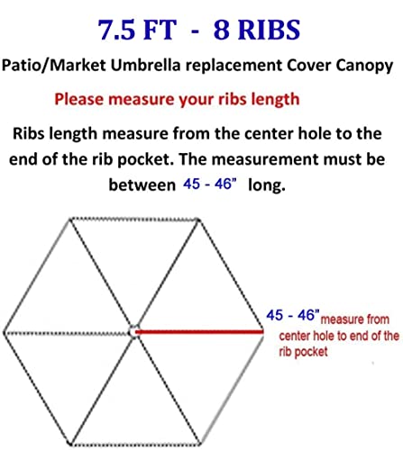 BELLRINO DECOR 7.5ft 8 Ribs RED Replacement STRONG & THICK Patio Umbrella Canopy Cover for (Canopy Only) (RED-78)