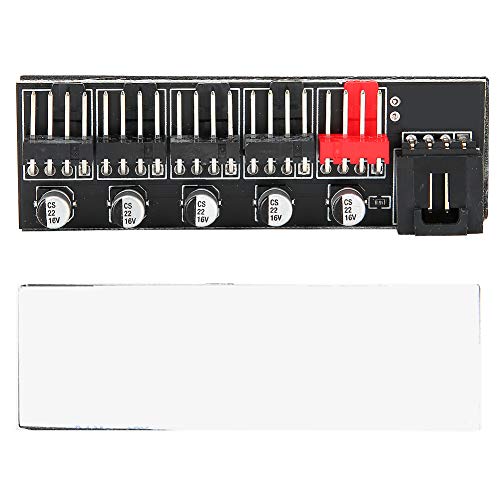 Wider Wiring Expand The 4‑pin Interface 4Pin Fan Hub, 1 to 5 Hub for CPU Motherboard Fan + Capacitor