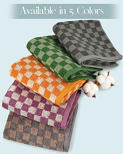 Jacquotha Checkered Hand Towels 4 Pack - Cotton Hand Towels for Kitchen Bathroom 29β x 13β, Orange
