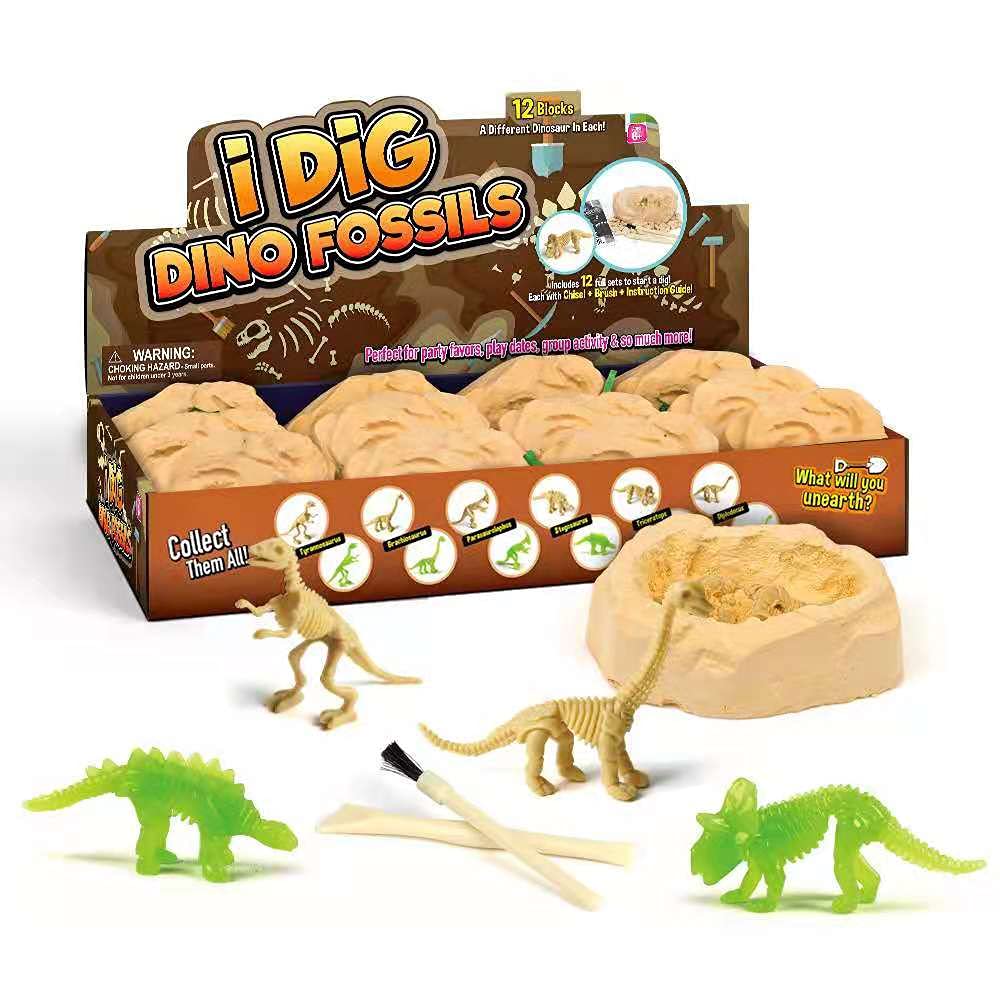 DOTSOG Easter Eggs Gifts for Kids,Dino Fossil Dig Kit,12 Pack Dinosaur Toys for Kids Open Unique Large Surprise Dinosaur Filled Fossil Archaeology Preschool Educational Science for Children & Adult